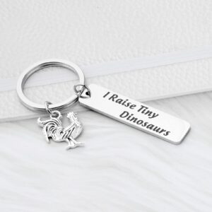 ENSIANTH Funny Chicken Lover Gift Chicken Keychain I Raise Tiny Dinosaurs Chicken Farmer Gift (I Raise Tiny Dinosaurs)