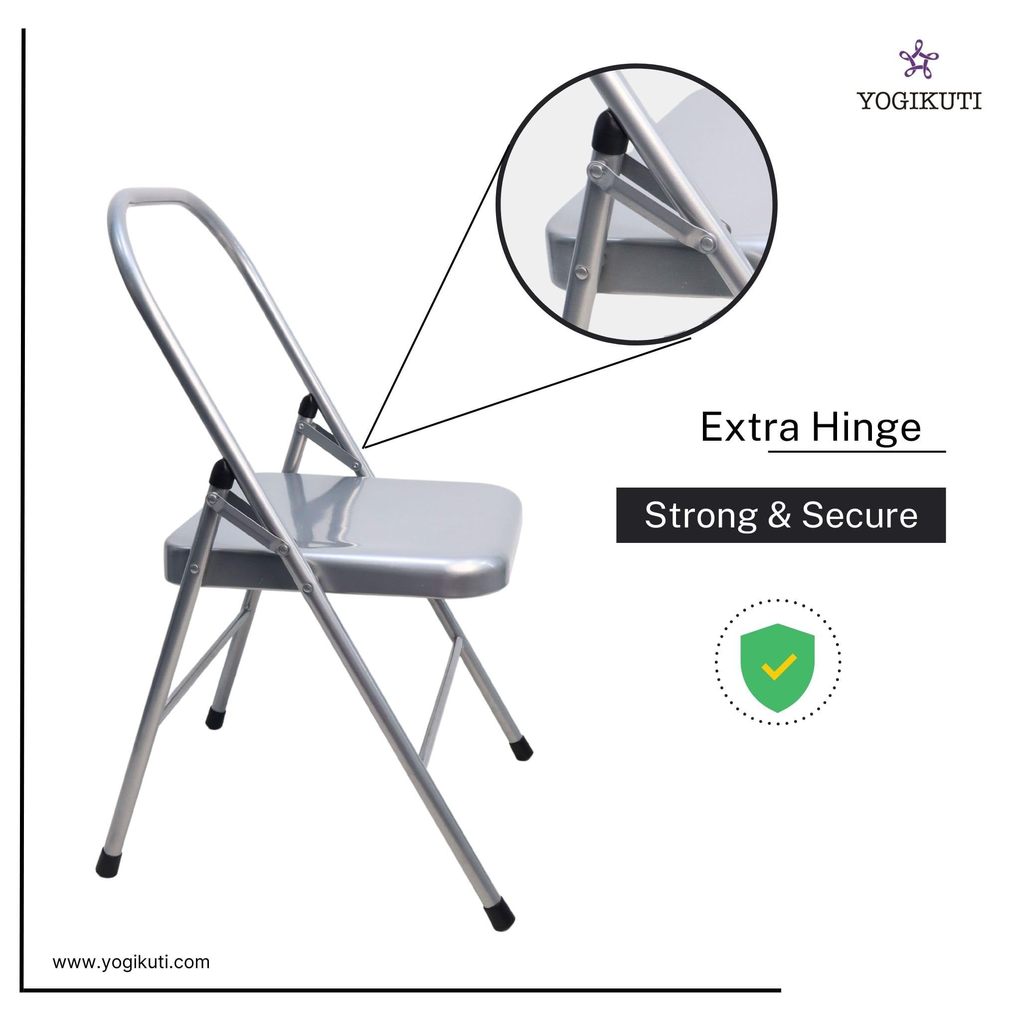 YOGIKUTI Yoga Chair, Metal Yoga Chair, Iyengar Yoga Chair, Yoga Chair, Chair for Yoga, Backless Yoga Chair, (Standard)