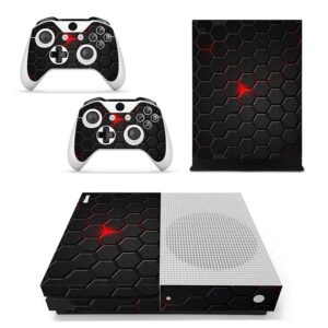 fottcz vinyl skin for xbox one slim console & controllers only, sticker decorate and protect equipment surface, black nest