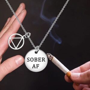 ENSIANTH Sobriety Gift Sober AF Necklace AA Gift NA Gift Sober Gift Addiction Recovery Gift (Sober AF AA NE)