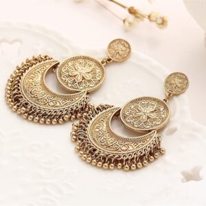 CHUNYANAN Bohemian Ethnic Retro Style Gold SilverTassel Dangle Drop Earrings For Women personalized Mexico Gypsy Dangle Earrings Jewelry (Gold Chandelier Tassel Dangle Drop Earrings)