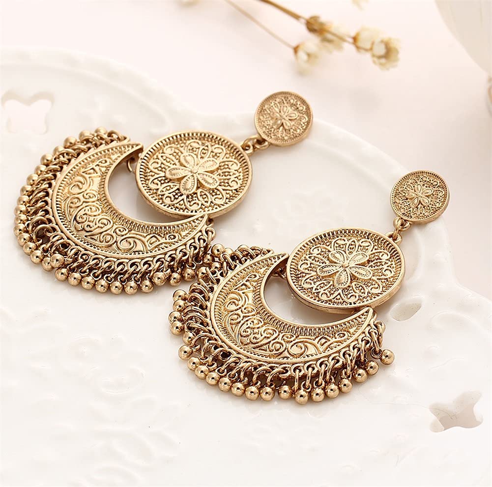 CHUNYANAN Bohemian Ethnic Retro Style Gold SilverTassel Dangle Drop Earrings For Women personalized Mexico Gypsy Dangle Earrings Jewelry (Gold Chandelier Tassel Dangle Drop Earrings)