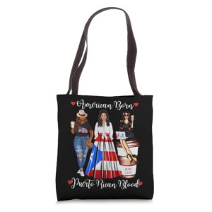 american born puerto rican blood puerto rico womens flag tote bag