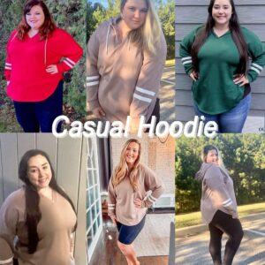 Plus Size Pullover Sweatshirts Women Loose Fit Batwing Top Fleece Hoodies Red 1X