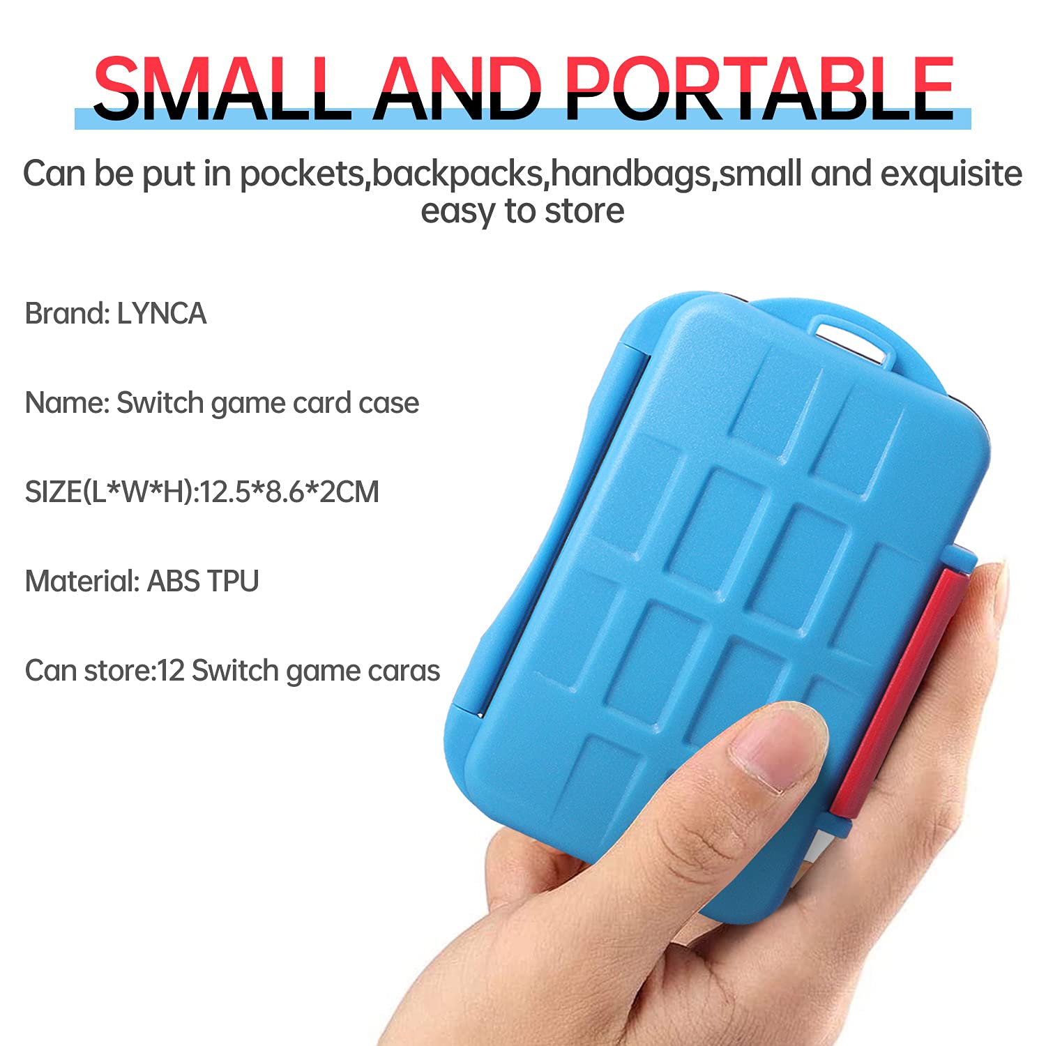 LYNCA KH8(G) Game Card Case for Nintendo Switch, Protective shockproof Cartridge Holder Carrying Storage Box Game Memory Card Holder Case with 12 Cartridge Slots for Nino Switch NS NX (Light Blue)