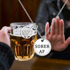 ENSIANTH Sobriety Gift Sober AF Necklace AA Gift NA Gift Sober Gift Addiction Recovery Gift (Sober AF AA NE)