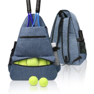 layway tennis backpack for men women,tennis rackets bag to carry racquets of racquetball, squash,badminton,pickleball and other travel sport accessories (blue)