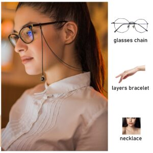 sailimue 4 Pcs Goth Glasses Chain for Women Men Sunglass Eyeglass Chains Black Bat Eyeglasses Chain Eyeglass Strap Holder