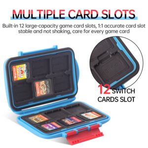 LYNCA KH8(G) Game Card Case for Nintendo Switch, Protective shockproof Cartridge Holder Carrying Storage Box Game Memory Card Holder Case with 12 Cartridge Slots for Nino Switch NS NX (Light Blue)