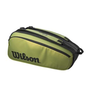 wilson blade v8 super tour tennis racket bag - green/black, holds up to 9 rackets