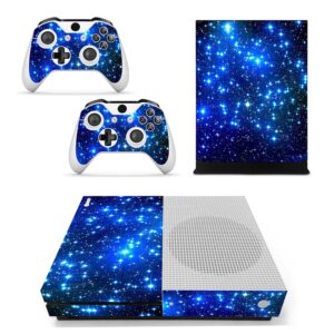 fottcz vinyl skin for xbox one slim console & controllers only, sticker decorate and protect equipment surface, blu sky stars