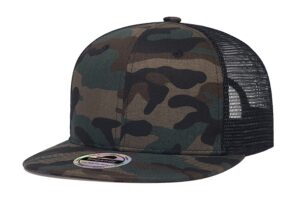 classic camo flat bill brim snapback hat visor mesh hats for men women, hip hop baseball cap adjustable dad hat trucker hat unisex