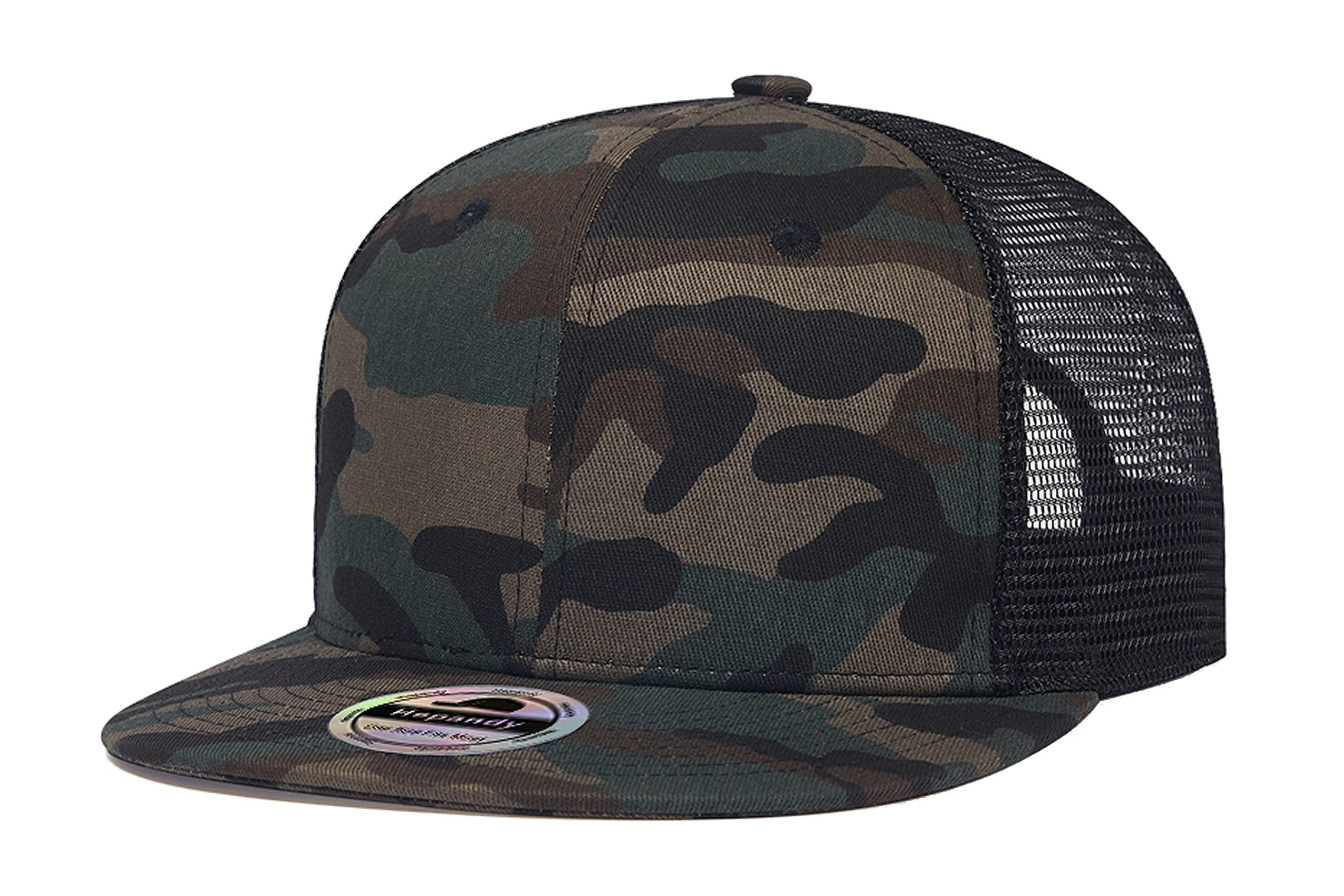 Classic Camo Flat Bill Brim Snapback Hat Visor Mesh Hats for Men Women, Hip Hop Baseball Cap Adjustable Dad Hat Trucker Hat Unisex