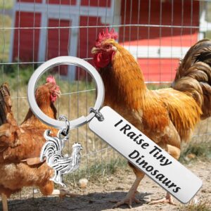 ENSIANTH Funny Chicken Lover Gift Chicken Keychain I Raise Tiny Dinosaurs Chicken Farmer Gift (I Raise Tiny Dinosaurs)