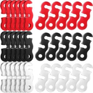 30 pieces aluminum alloy guyline cord adjusters rope adjusters tent tensioners tent wind rope buckles camping accessories for tent camping hiking backpacking outdoor activity (red, black, silver)