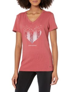 life is good. womens crusher vee heart of hearts, jet black