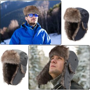 Coume 3 Pieces Russian Trapper Ushanka Hats for Men Women Warm Windproof Winter Hats with Ear Flaps Classic Style