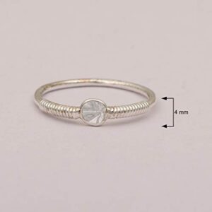 0.20 CTW Natural Diamond Polki Tiny Stackable Ring, Handmade Ring, 925 Sterling Silver (5.5)