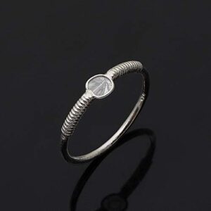 0.20 CTW Natural Diamond Polki Tiny Stackable Ring, Handmade Ring, 925 Sterling Silver (5.5)