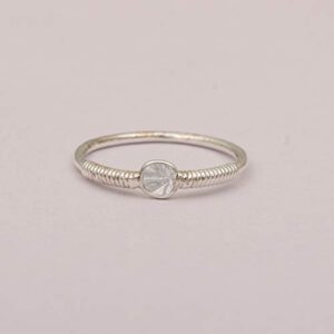 0.20 CTW Natural Diamond Polki Tiny Stackable Ring, Handmade Ring, 925 Sterling Silver (5.5)