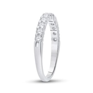 The Diamond Deal 14kt White Gold Womens Round Diamond Single Row Band Ring 1/2 Cttw