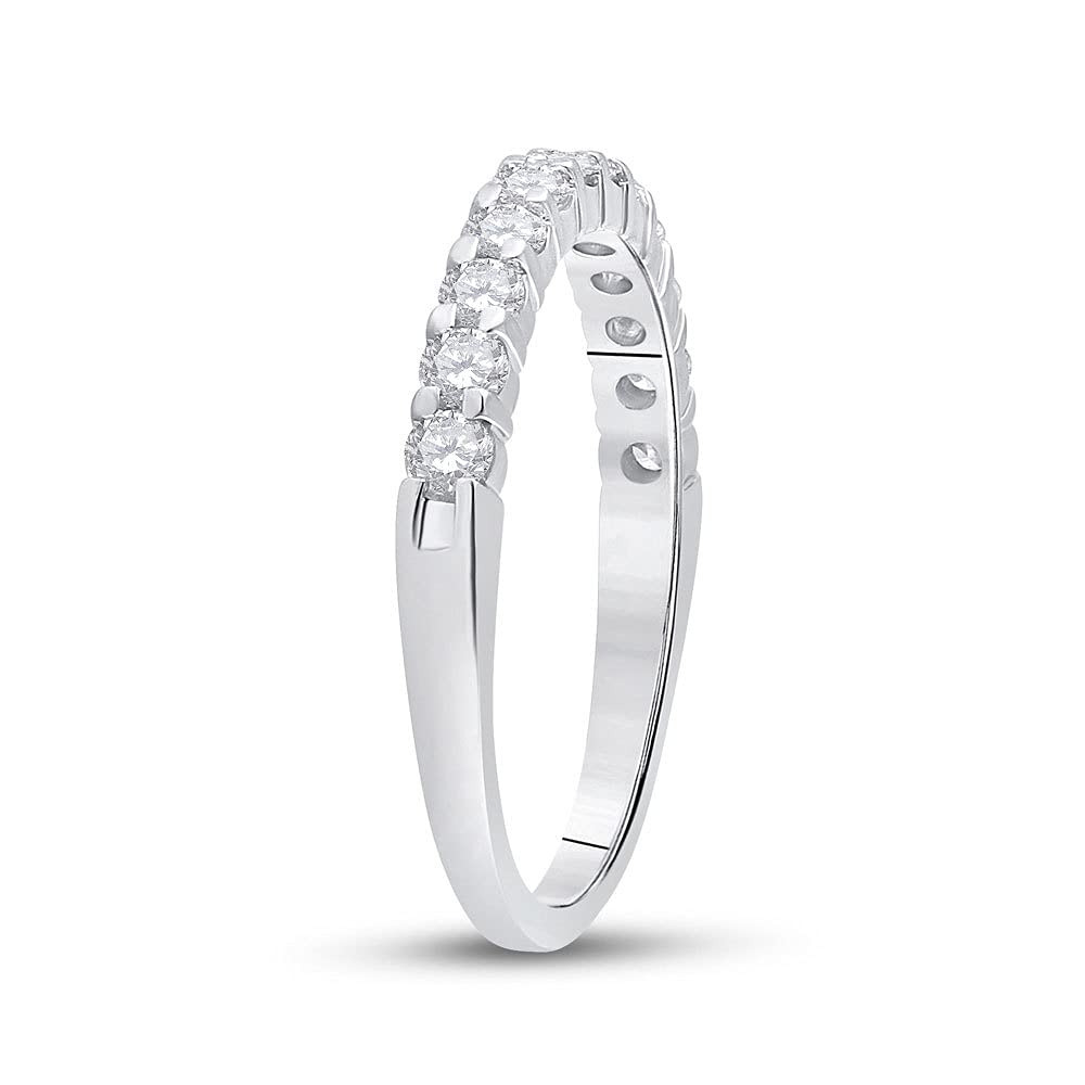 The Diamond Deal 14kt White Gold Womens Round Diamond Single Row Band Ring 1/2 Cttw