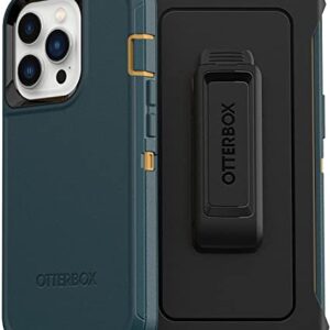 OtterBox iPhone 13 Pro (ONLY) Defender Series Case - HUNTER GREEN, rugged & durable, with port protection, includes holster clip kickstand