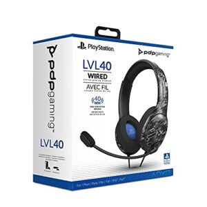 PDP Gaming LVL40 Wired Headset With Noise Cancelling Microphone: Black Camo, PS5/PS4 (Renewed)