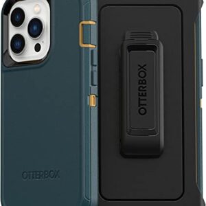 OtterBox iPhone 13 Pro (ONLY) Defender Series Case - HUNTER GREEN, rugged & durable, with port protection, includes holster clip kickstand