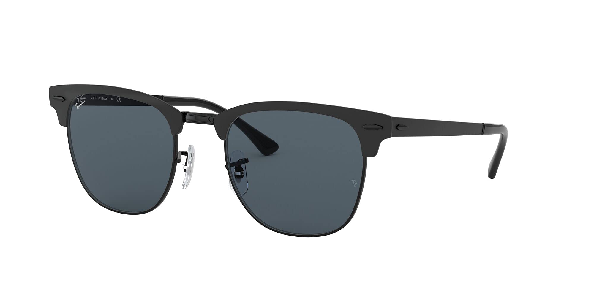 Ray-Ban RB3716 Clubmaster Metal Sunglasses+ Vision Group Accessories Bundle(Matte Black On Black/Blue (186/R5),unisex-adult