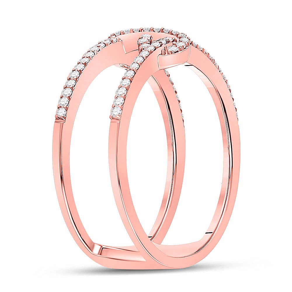 The Diamond Deal 10kt Rose Gold Womens Round Diamond Negative Space Infinity Ring 1/5 Cttw