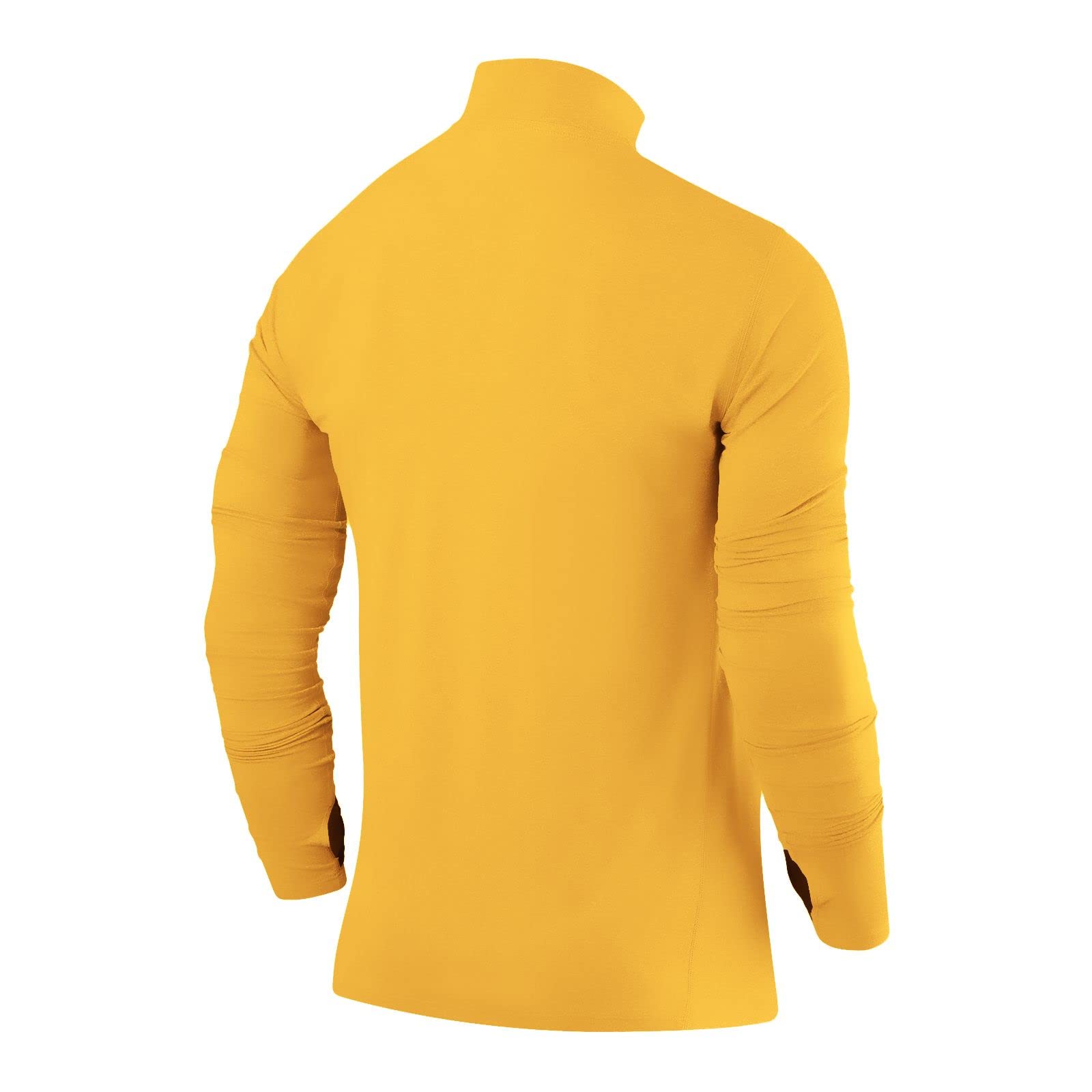 TCA Men's Fusion Pro Quickdry Long Sleeve Half Zip Running Shirt – Athletic Workout Pullover with Pocket & Thumb Holes- Spectra Yellow, Large