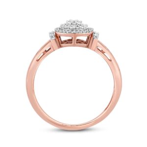 Jewelili Rose Gold Over Sterling Silver 1/4 Cttw Natural White Baguette and Round Diamond Engagement Ring, Size 7