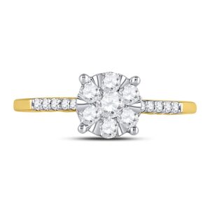 The Diamond Deal 10kt Yellow Gold Womens Round Diamond Flower Cluster Ring 1/2 Cttw