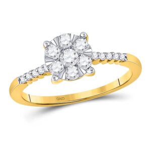 the diamond deal 10kt yellow gold womens round diamond flower cluster ring 1/2 cttw