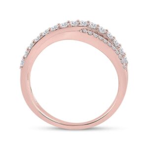 The Diamond Deal 10kt Rose Gold Womens Round Diamond Band Ring 1/2 Cttw