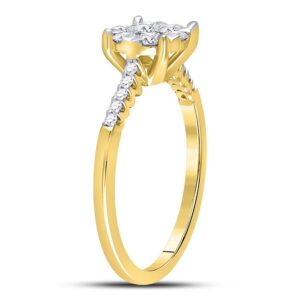 The Diamond Deal 10kt Yellow Gold Womens Round Diamond Flower Cluster Ring 1/2 Cttw