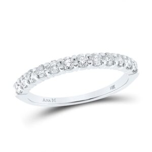 the diamond deal 14kt white gold womens round diamond single row band ring 1/2 cttw