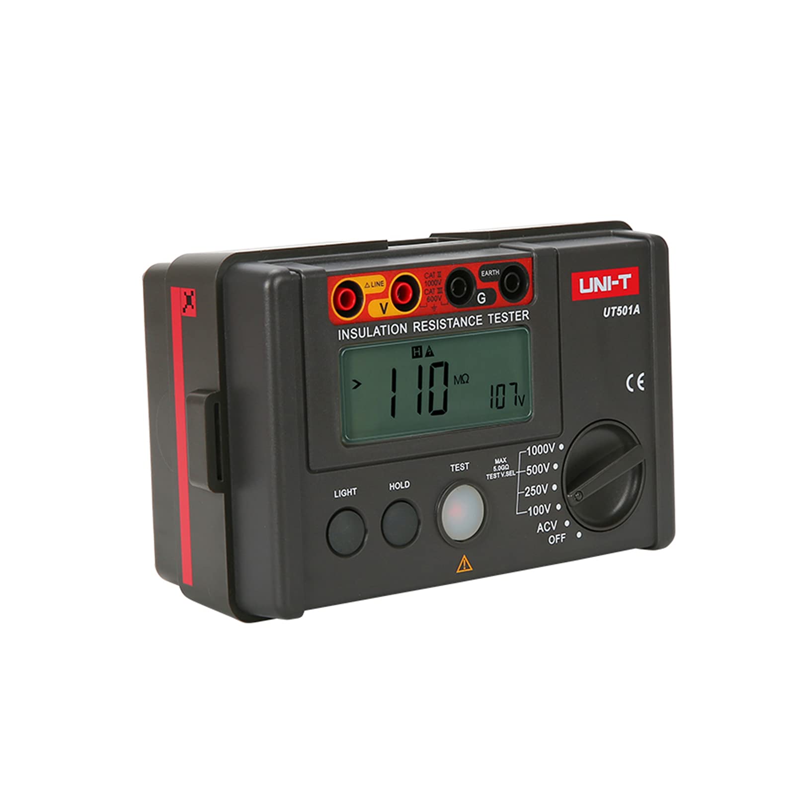 UNI-T Digital Megohmmeter UT501A Insulation Resistance Tester Multimeter, Electrician Megohm Meter, 125V/250V/500V/1000V Test Voltage, 0.01~200Ω Low Resistance Testing, 2000 Counts Auto Ranging