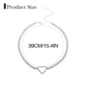 Zoestar Rhinestone Choker Necklace Gorgeous Crystal Necklaces Heart Neck Chain Jewelry for Women