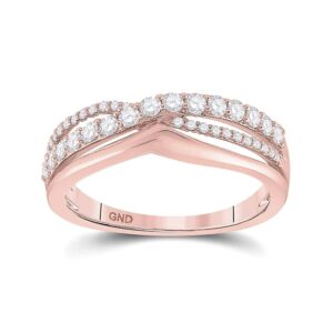 the diamond deal 10kt rose gold womens round diamond band ring 1/2 cttw