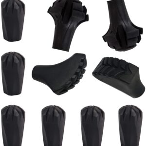 Amzlike Trekking Pole Accessories Set Hiking Pole Rubber Tips (A-Mix) Black