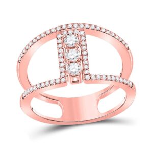 the diamond deal 10kt rose gold womens round diamond fashion 3-stone ring 3/8 cttw