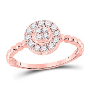 the diamond deal 10kt rose gold womens round diamond circle cluster ring 1/3 cttw