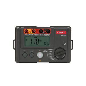 uni-t digital megohmmeter ut501a insulation resistance tester multimeter, electrician megohm meter, 125v/250v/500v/1000v test voltage, 0.01~200Ω low resistance testing, 2000 counts auto ranging