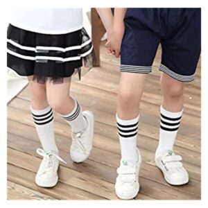 Cosy Encounter Kids Toddler Stripes Knee High Socks Cotton Sports Soccer Uniform Tube Stockings for Boys Girls 1 Pair White Rainbow One Size (WDCEAS4190S101PSN)