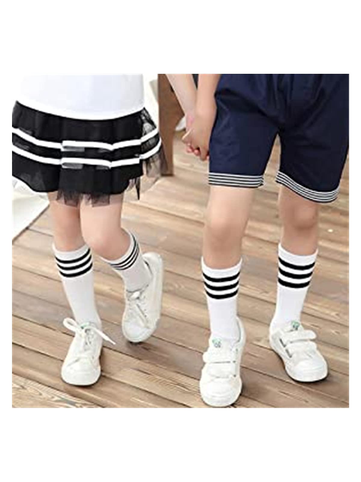 Cosy Encounter Kids Toddler Stripes Knee High Socks Cotton Sports Soccer Uniform Tube Stockings for Boys Girls 1 Pair White Rainbow One Size (WDCEAS4190S101PSN)