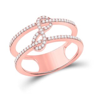 the diamond deal 10kt rose gold womens round diamond negative space infinity ring 1/5 cttw