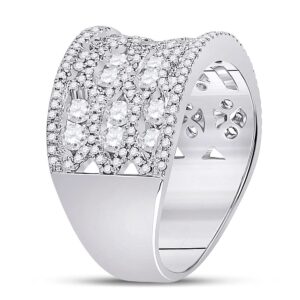 The Diamond Deal 14kt White Gold Womens Round Diamond Right Hand Cocktail Ring 1-3/4 Cttw