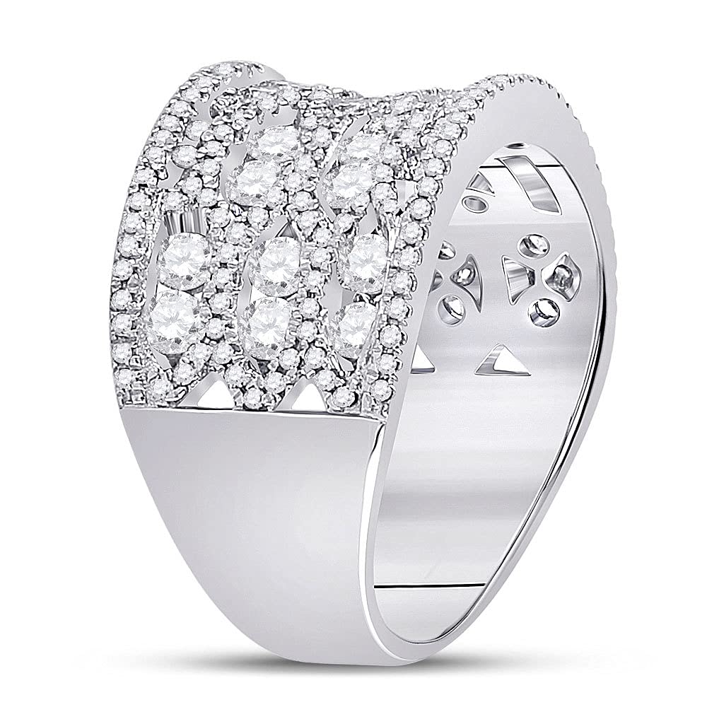 The Diamond Deal 14kt White Gold Womens Round Diamond Right Hand Cocktail Ring 1-3/4 Cttw